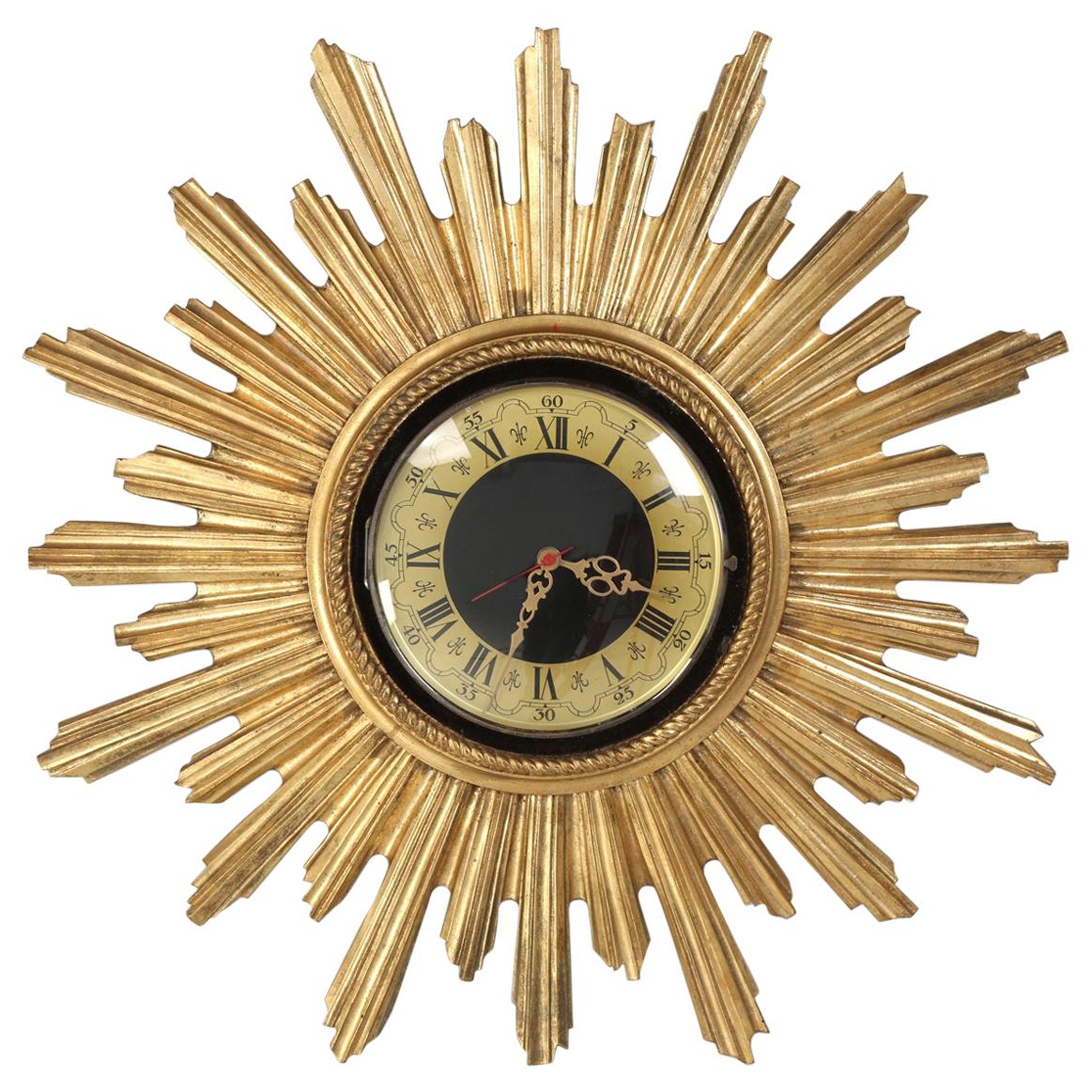Vintage French Sunburst Clock at 1stDibs