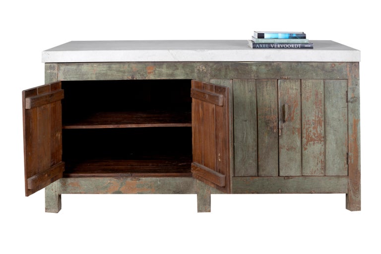 Vintage French Tradesman’s Cabinet with Distressed Limestone Top For ...