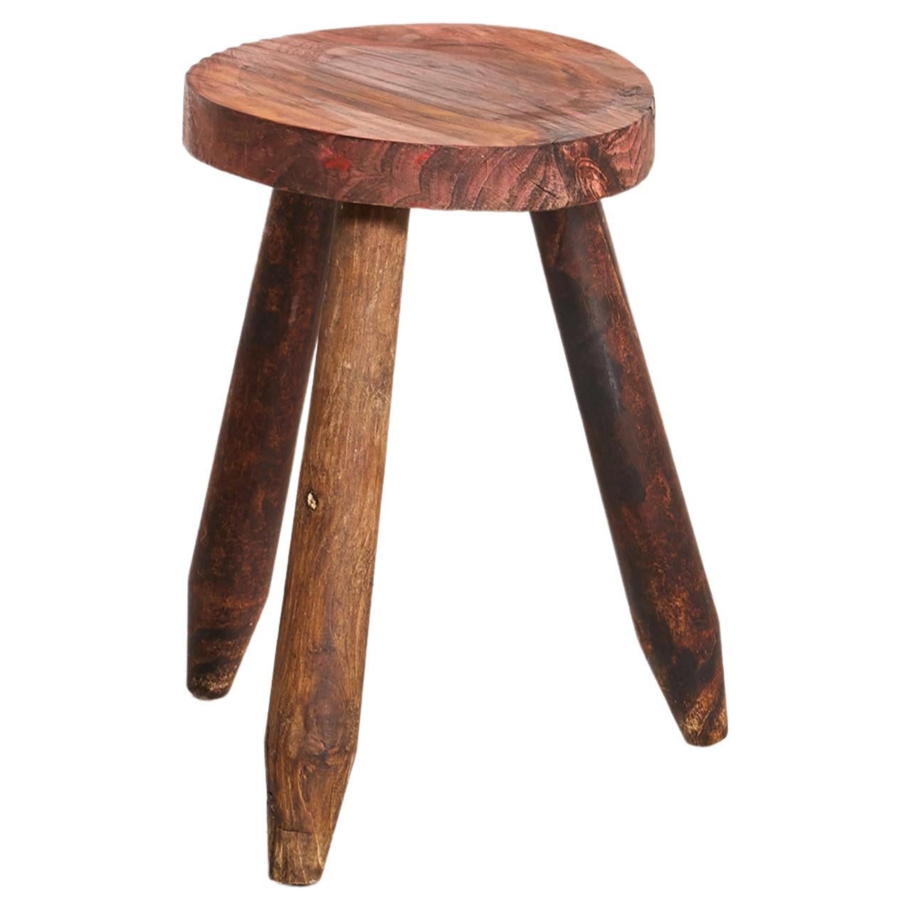 Vintage French tripod stool, tapered legs For Sale at 1stDibs