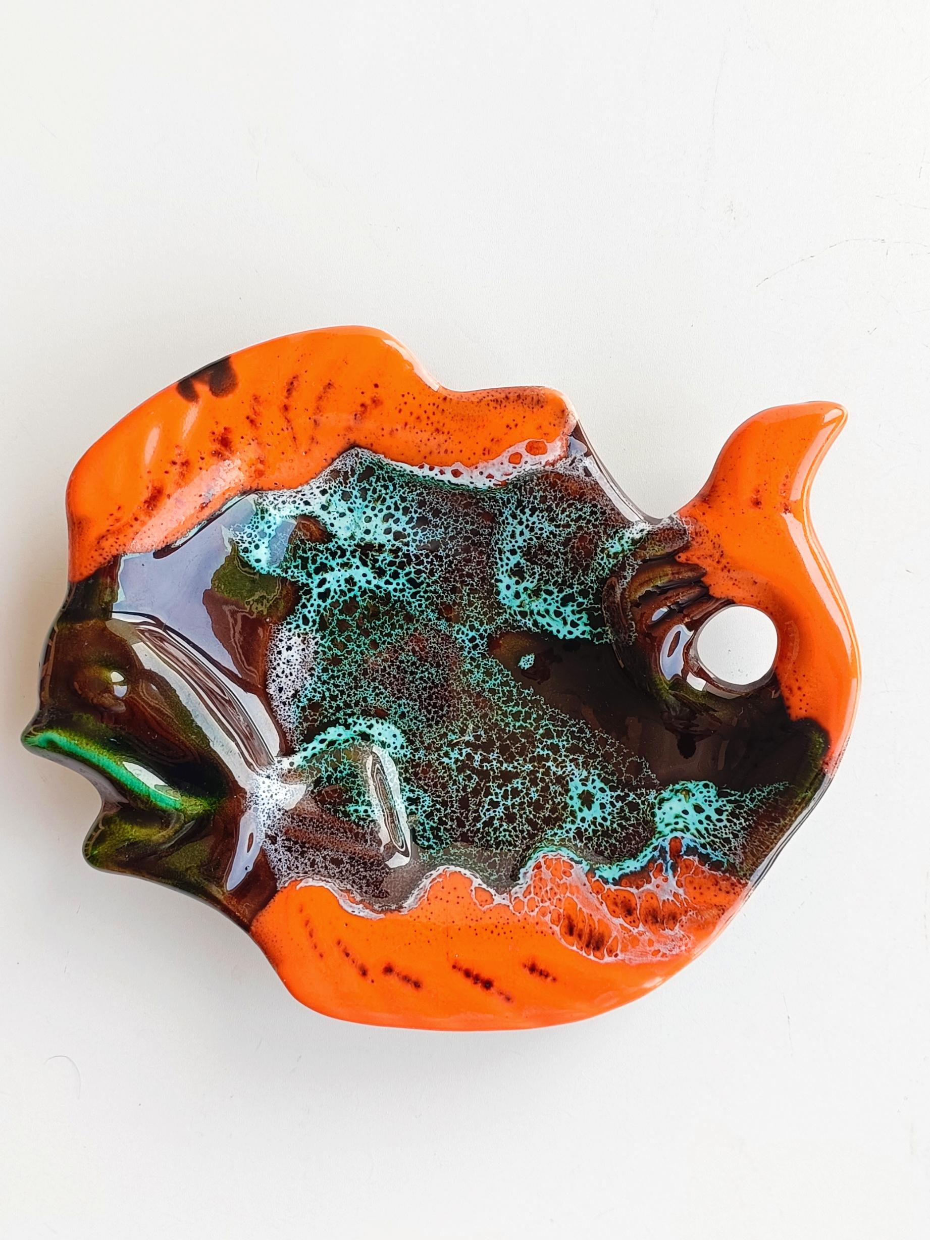 Vintage French Vallauris Signed Fat Lava Ceramic Fish Sculpture-Trays ...
