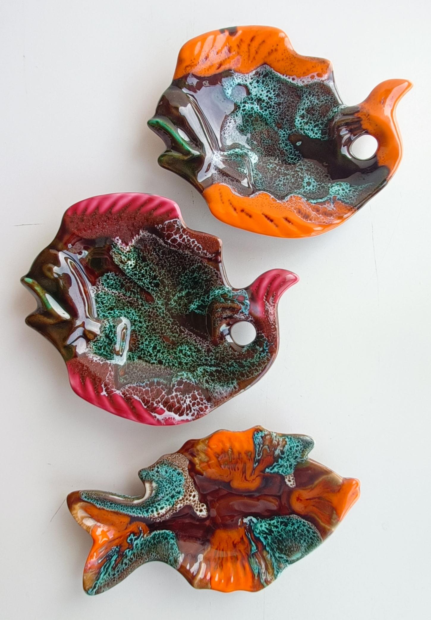 Vintage French Vallauris Signed Fat Lava Ceramic Fish Sculpture-Trays ...