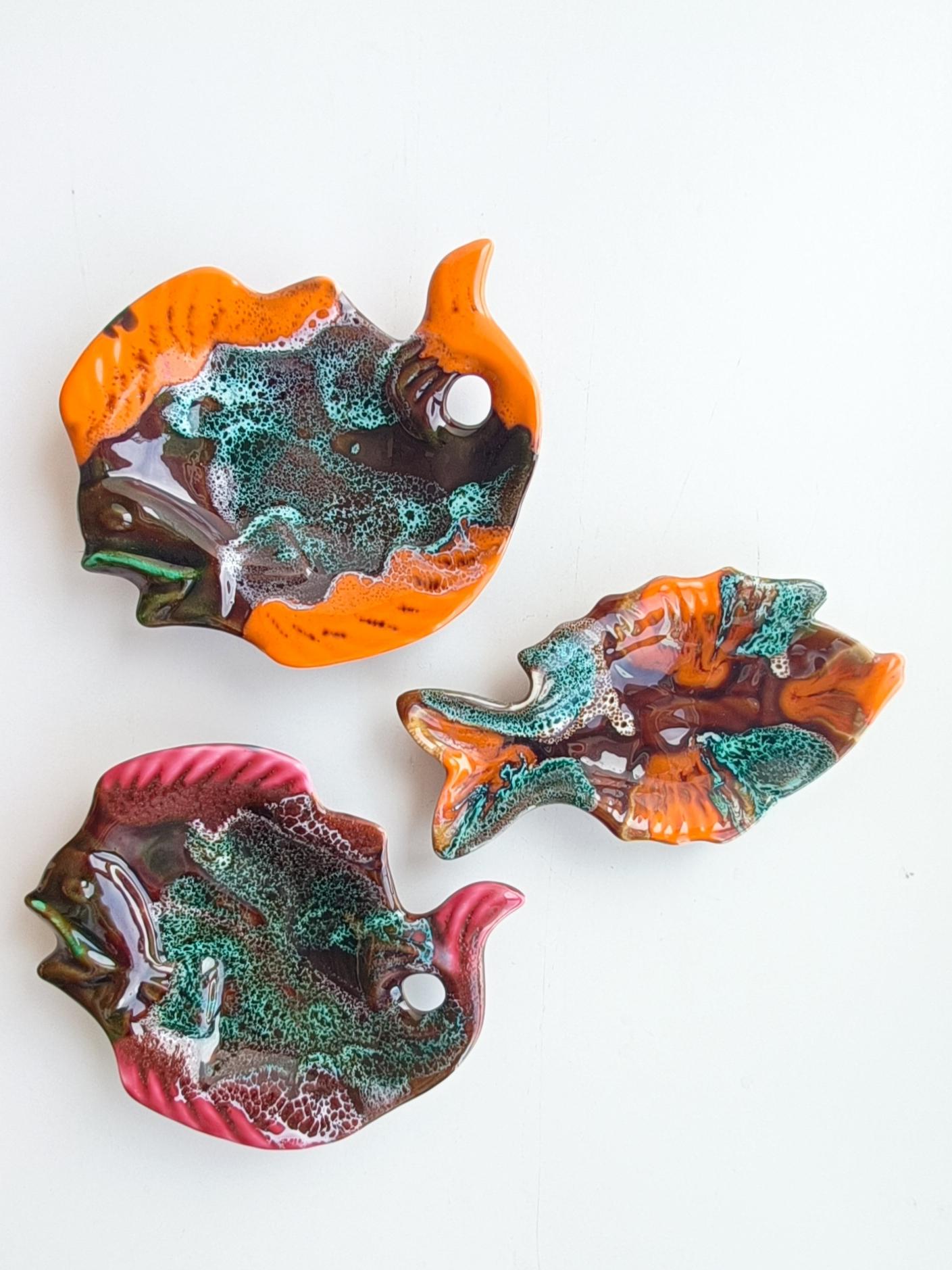 Vintage French Vallauris Signed Fat Lava Ceramic Fish Sculpture-Trays ...