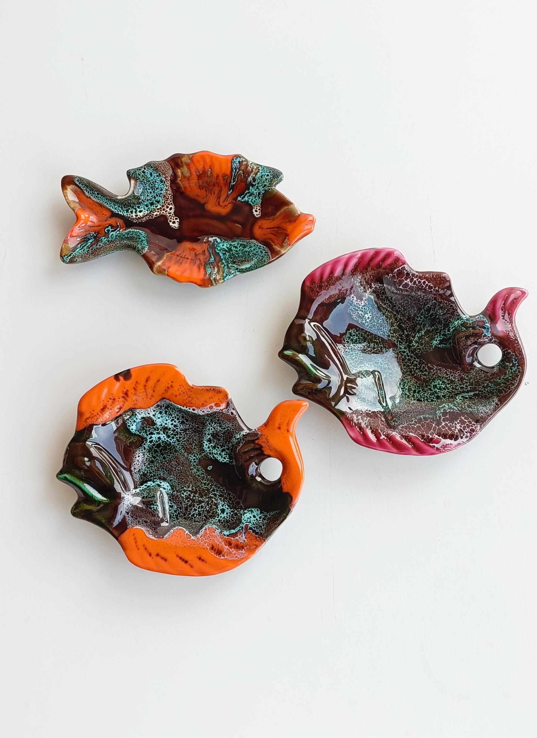 Vintage French Vallauris Signed Fat Lava Ceramic Fish Sculpture-Trays ...