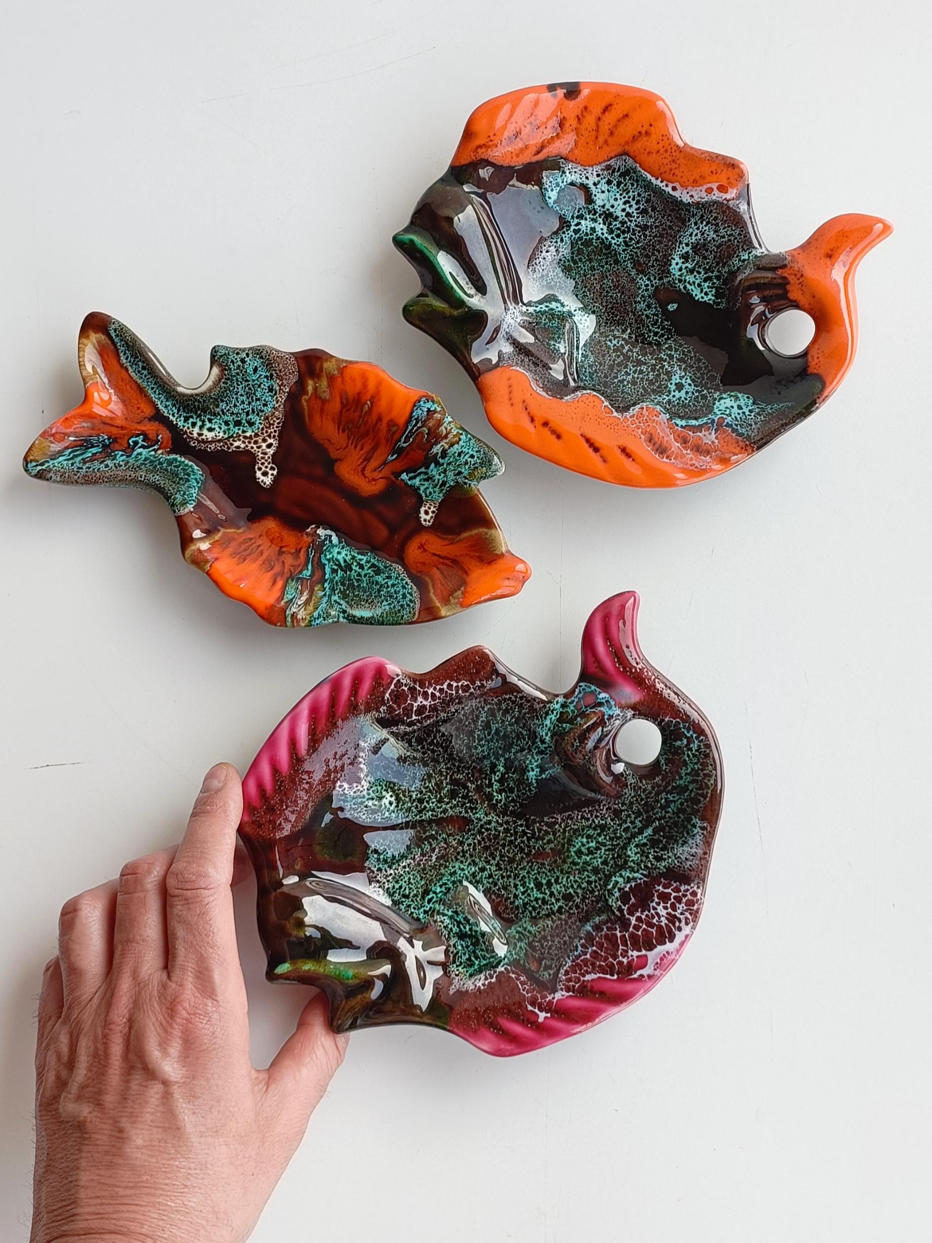 Vintage French Vallauris Signed Fat Lava Ceramic Fish Sculpture-Trays ...