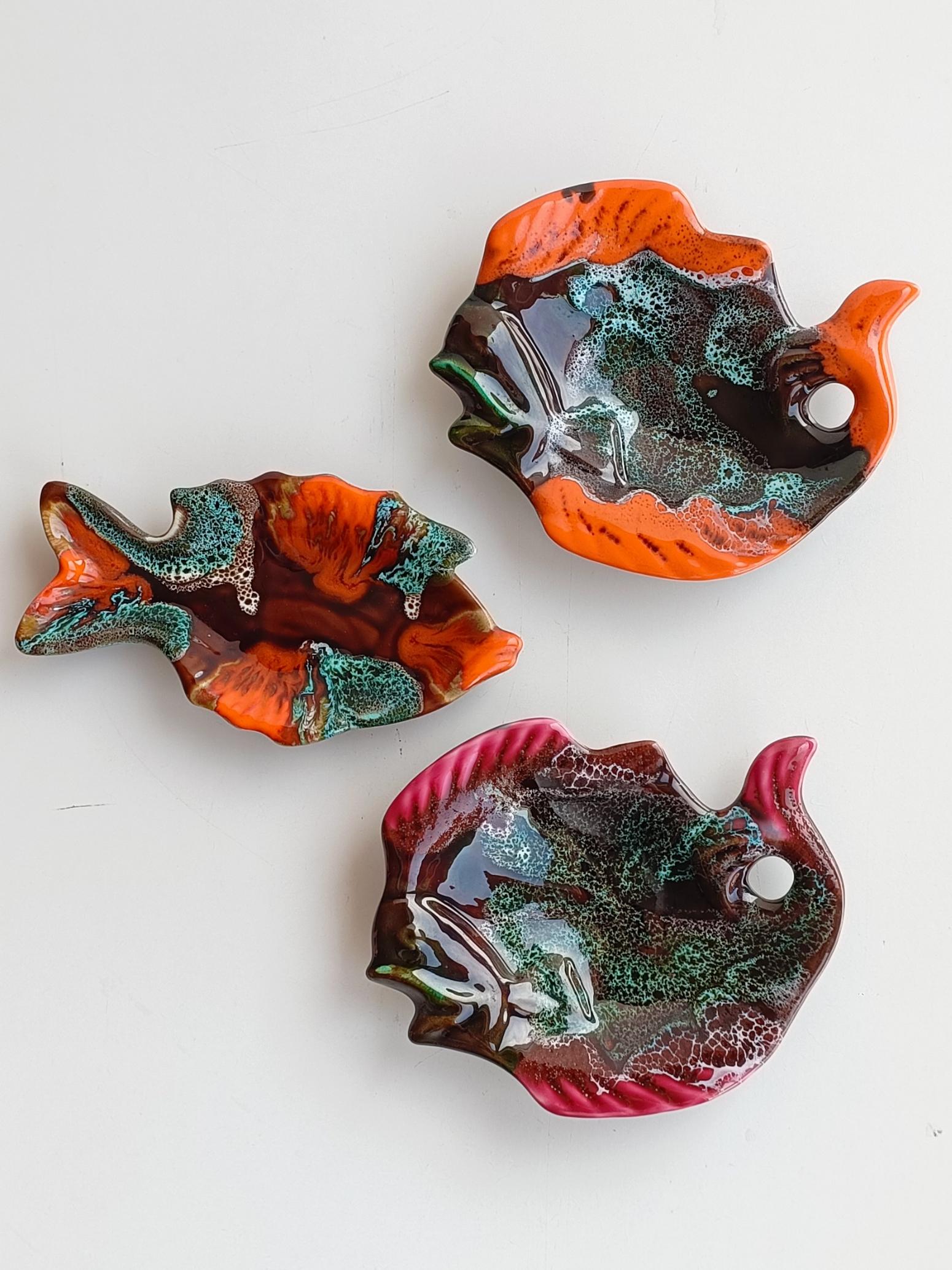 Vintage French Vallauris Signed Fat Lava Ceramic Fish Sculpture-Trays ...