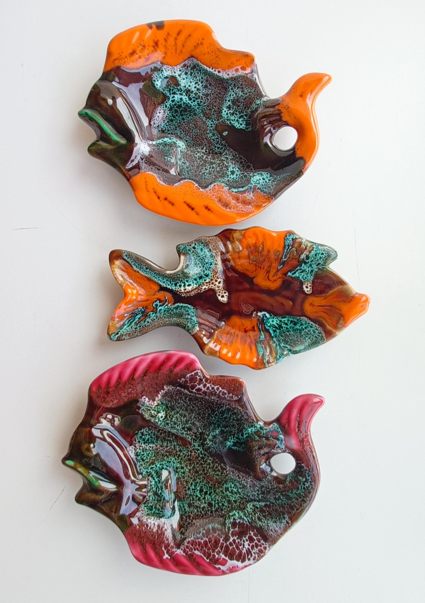 Vintage French Vallauris Signed Fat Lava Ceramic Fish Sculpture-Trays ...