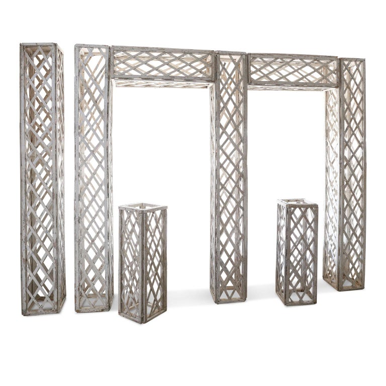 Vintage French White Painted Trellis For Sale at 1stDibs