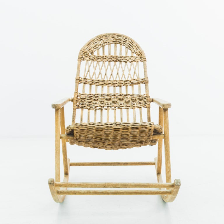 Vintage French Wicker Rocking Chair at 1stDibs