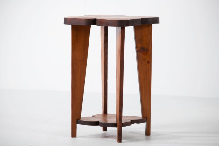 Vintage French Wood Side Table or Pedestal For Sale at 1stDibs