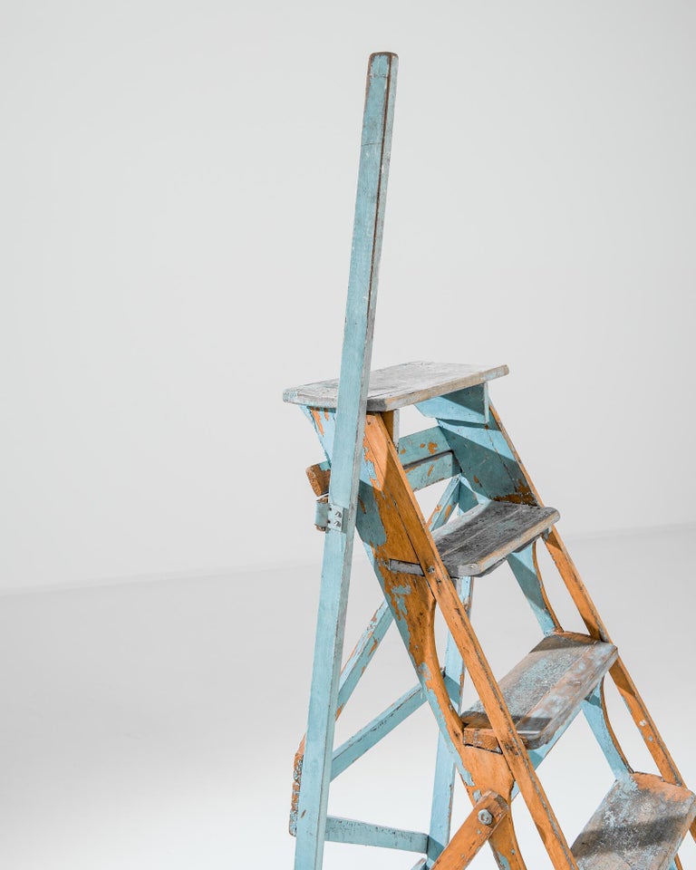 Vintage French Wooden Ladder For Sale at 1stDibs