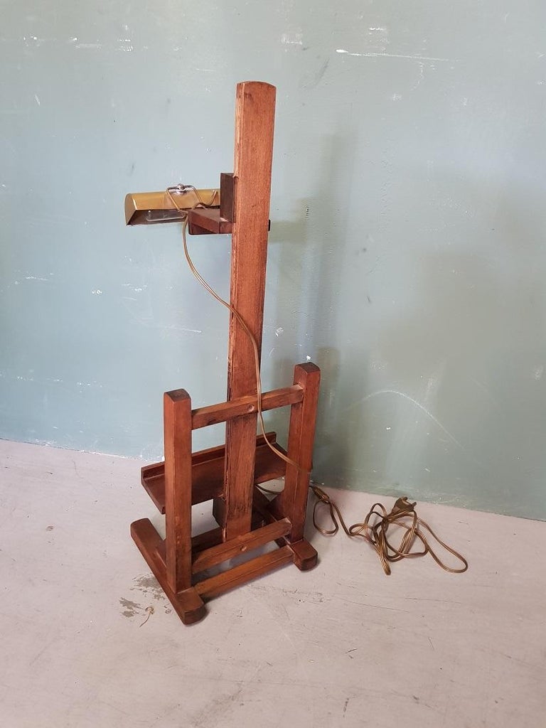 Vintage French Wooden Table Easel with Lamp, from the 1970s-1980s at ...