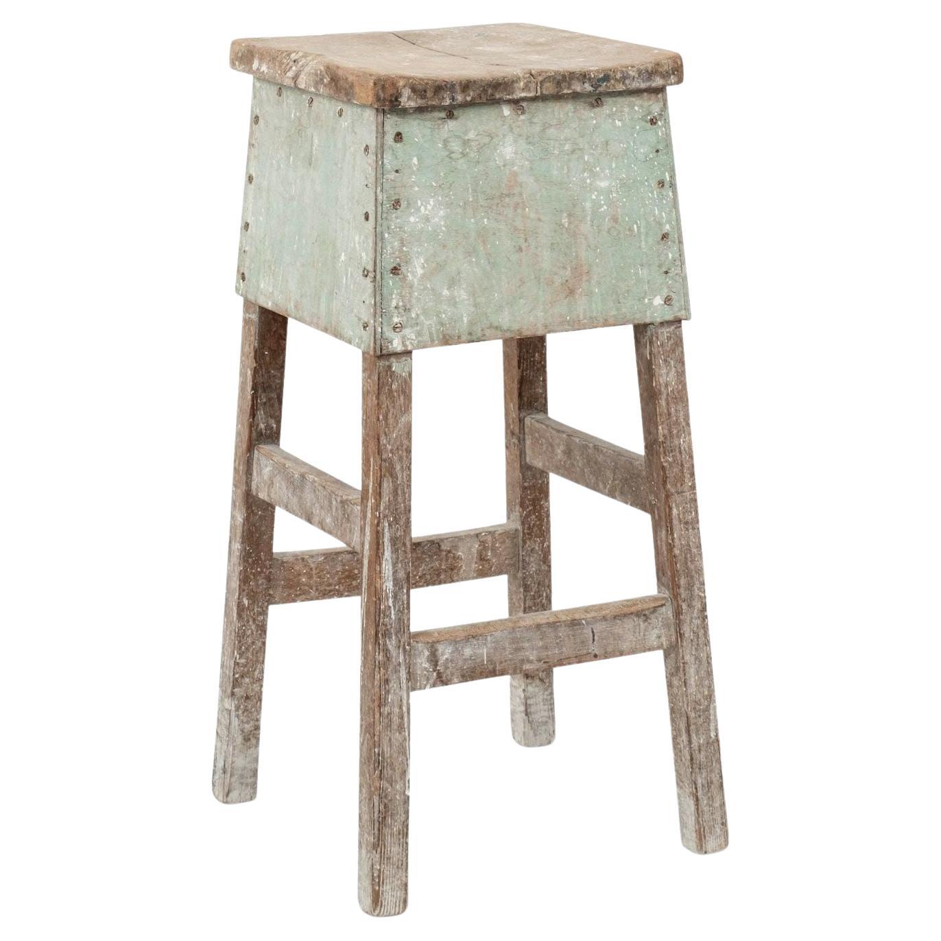 Vintage French Work Stool as Side Table For Sale at 1stDibs