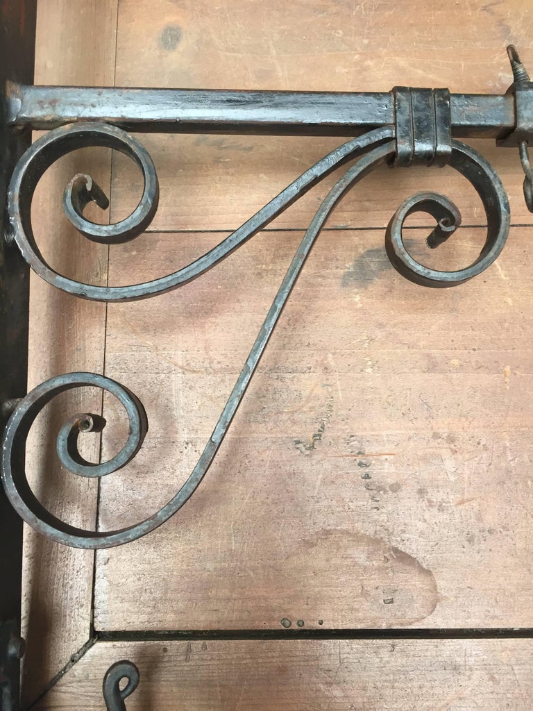 Vintage French Wrought Iron Wall Bracket to Hold a Sign at 1stDibs