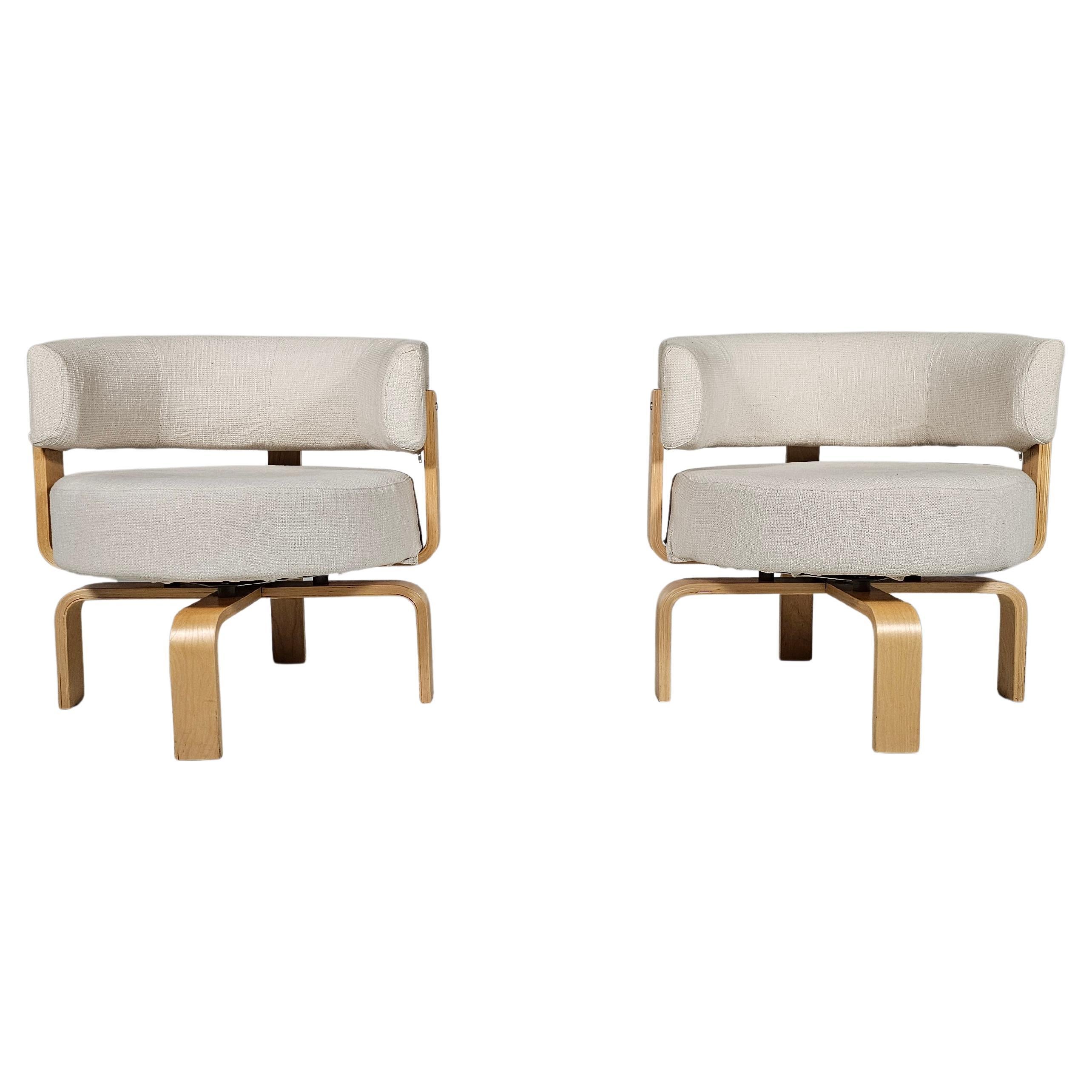 Vintage Fridene Swivel Armchairs in off-white fabric by Carina Bengs ...