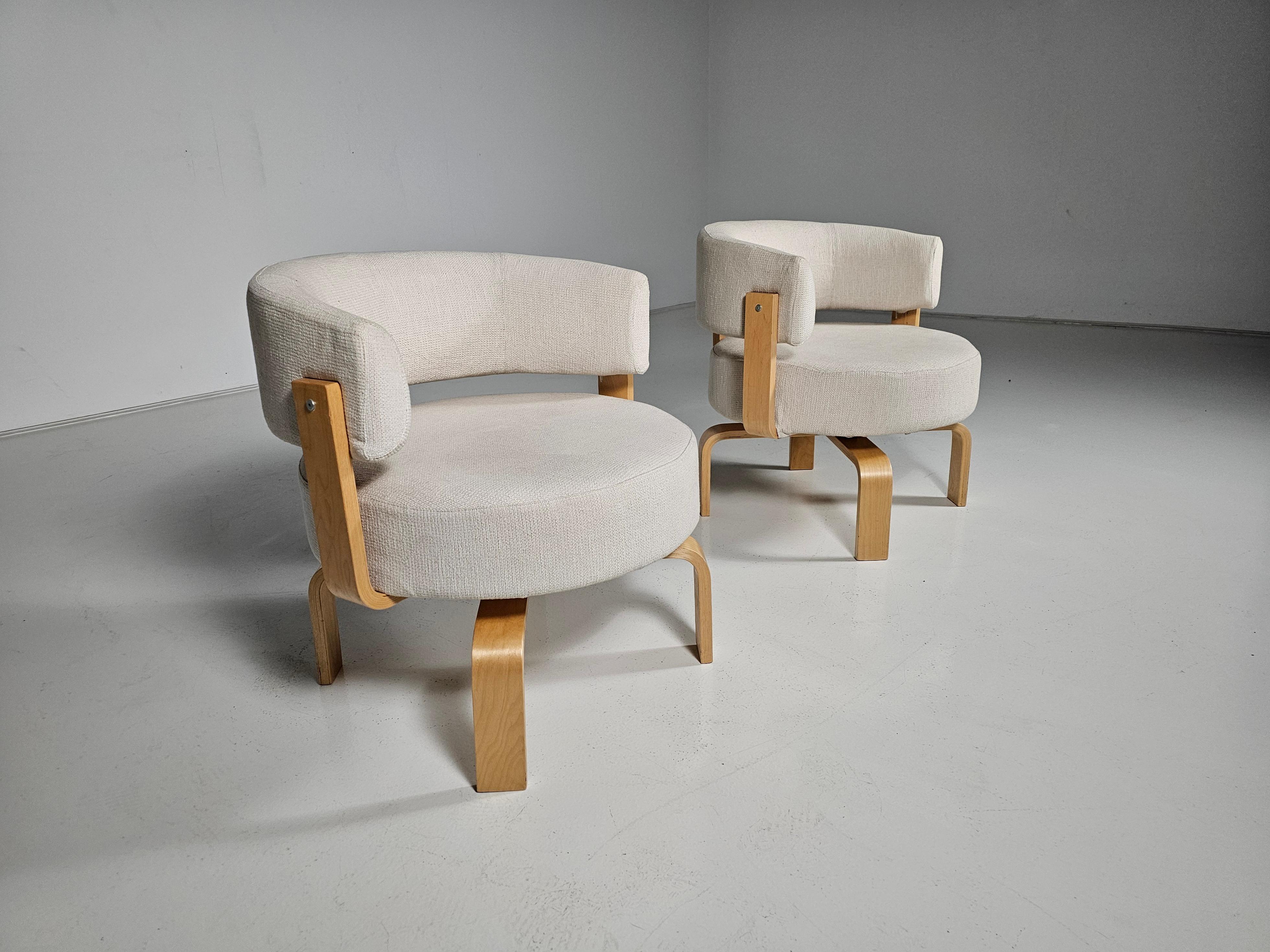 Fauteuils pivotants vintage Fabrice en tissu Off-White par Carina Bengs ...