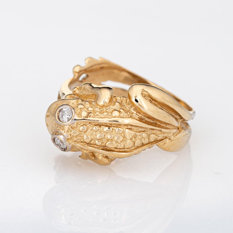 Vintage Frog Ring 14k Yellow Gold Sz 8 Webbed Feet Estate Jewelry ...