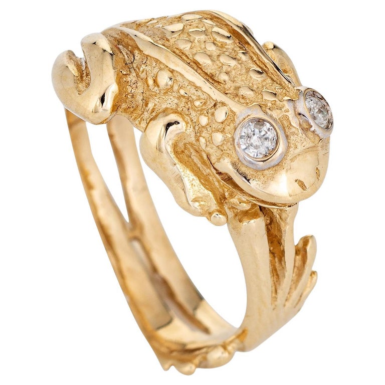 Vintage Frog Ring 14k Yellow Gold Sz 8 Webbed Feet Estate Jewelry ...
