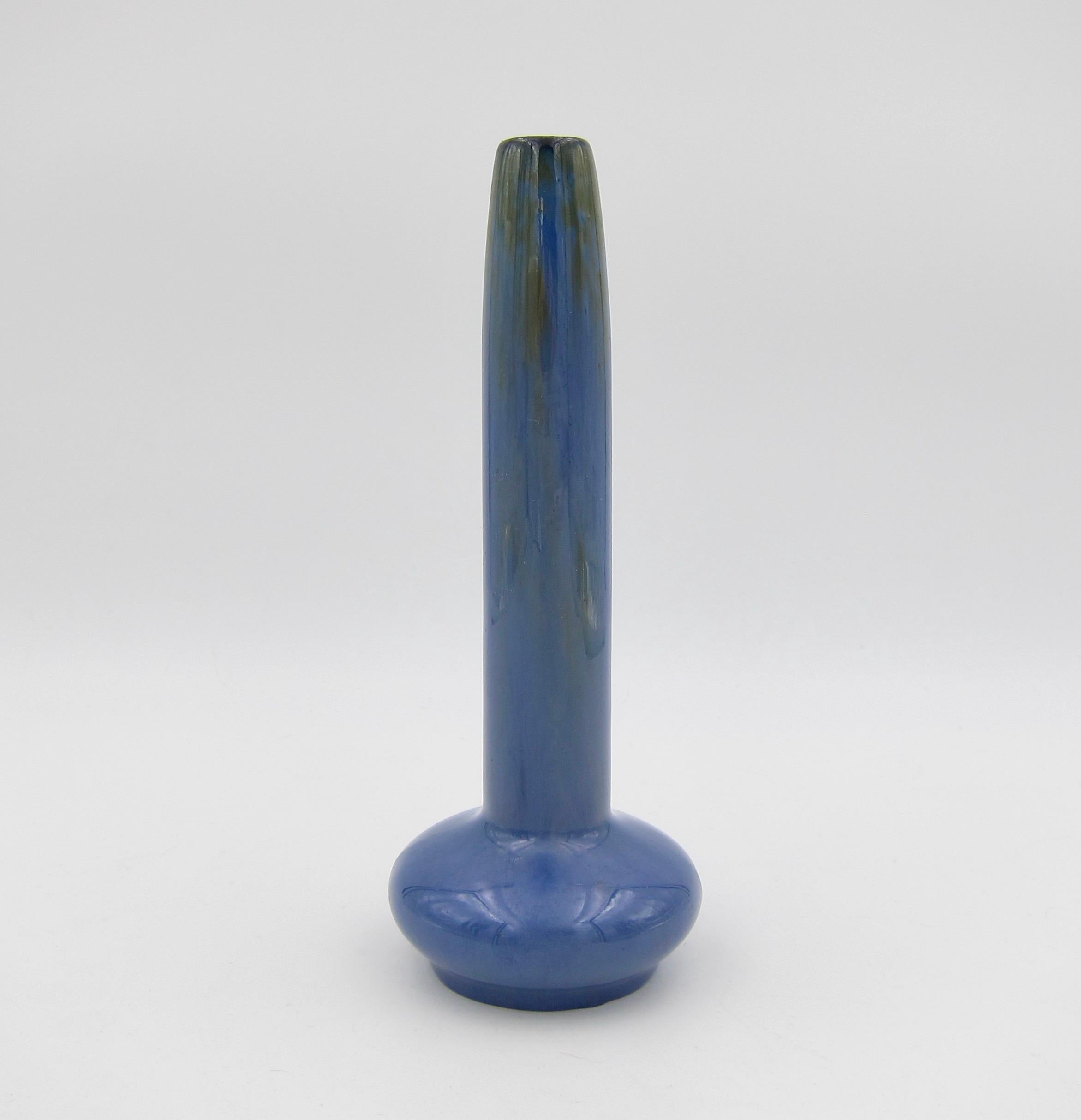 Vintage Fulper Pottery Bud Vase with a Blue Flambé Glaze at 1stDibs