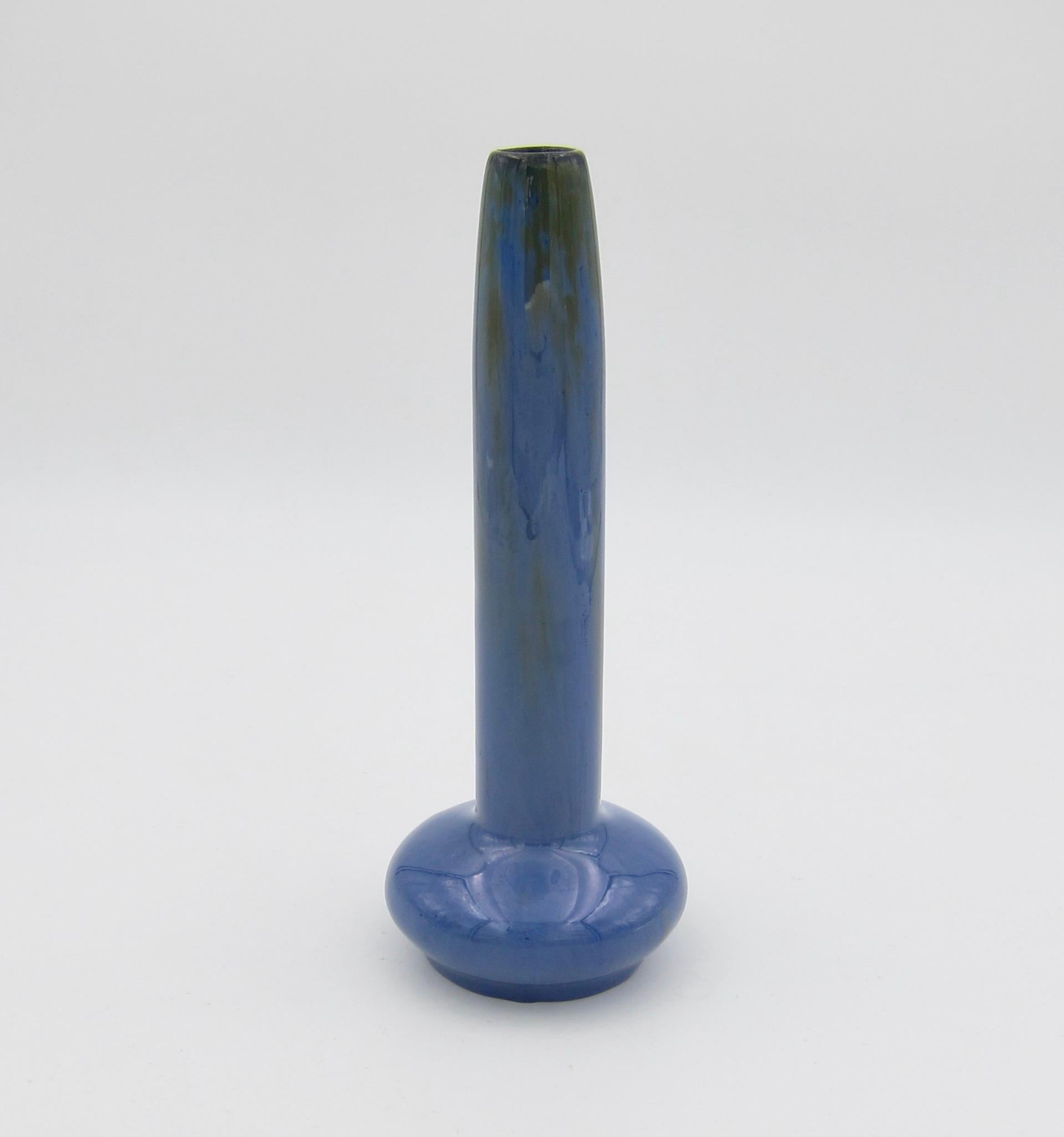 Vintage Fulper Pottery Bud Vase with a Blue Flambé Glaze at 1stDibs