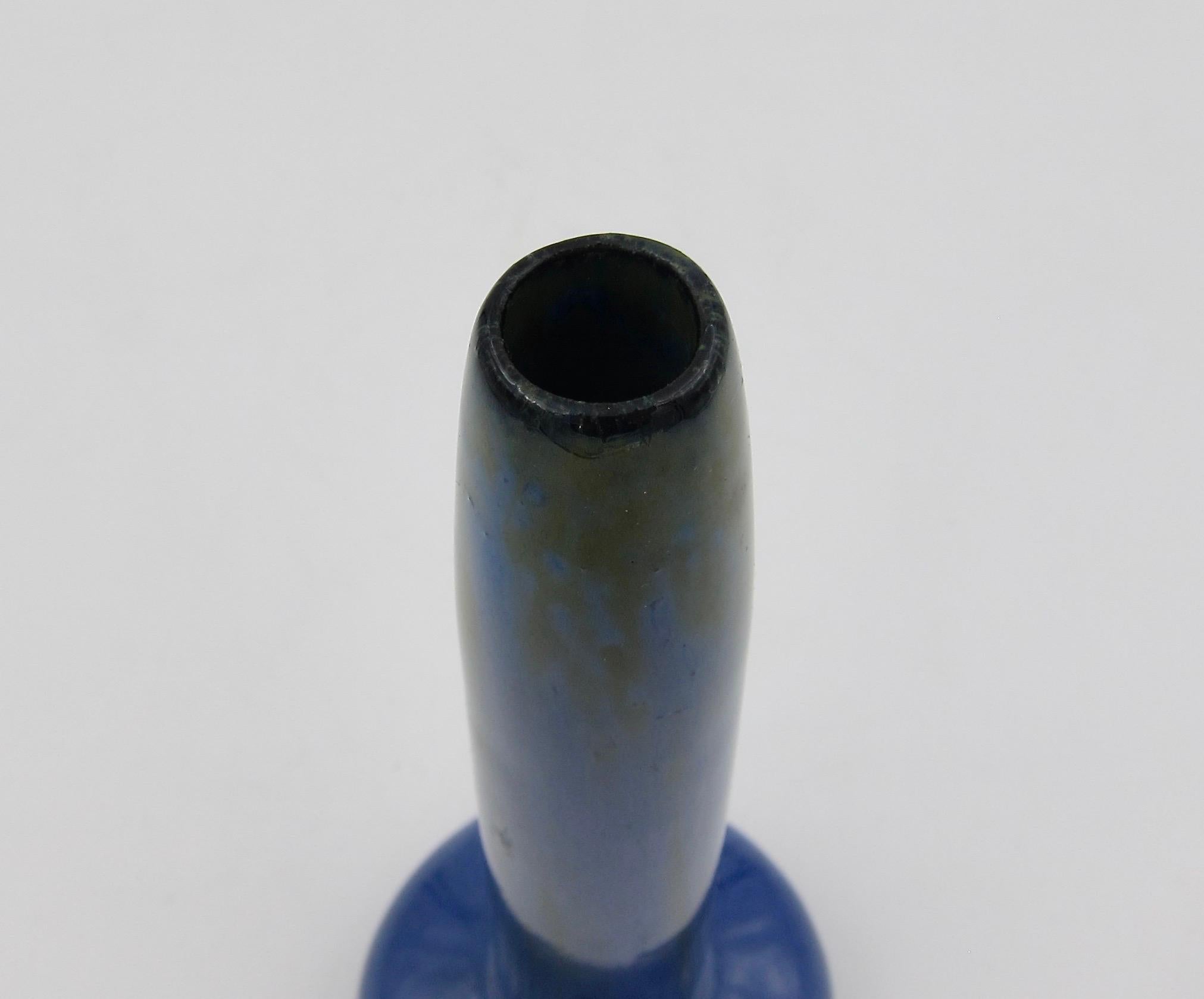 Vintage Fulper Pottery Bud Vase with a Blue Flambé Glaze at 1stDibs
