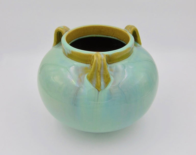 Vintage Fulper Pottery Three Handled Vase with a Flambé Glaze at 1stDibs