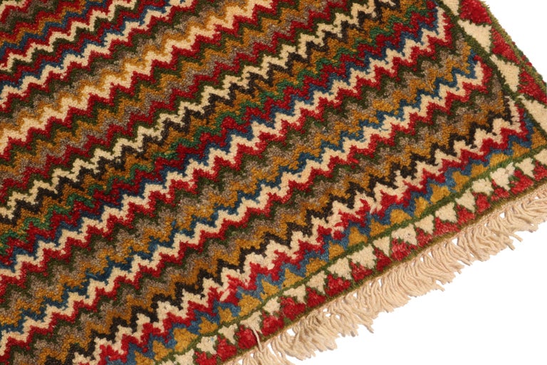 Vintage Gabbeh Persian Tribal Rug in Vibrant Chevron Patterns by Rug ...