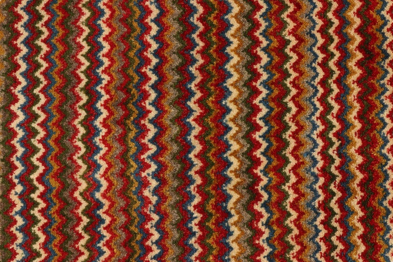 Vintage Gabbeh Persian Tribal Rug in Vibrant Chevron Patterns by Rug ...