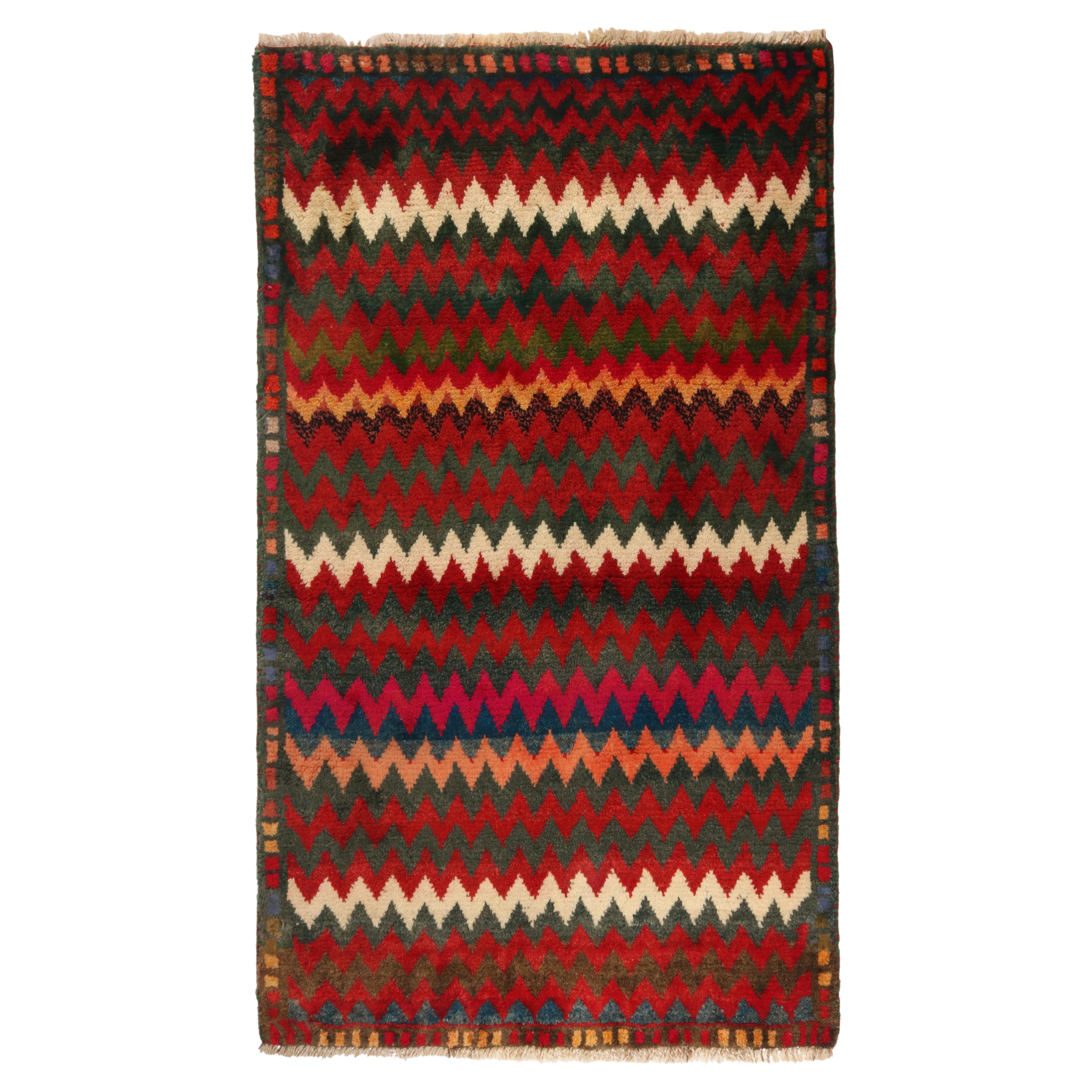 Vintage Gabbeh Persian Tribal Rug in Vibrant Chevron Patterns by Rug ...
