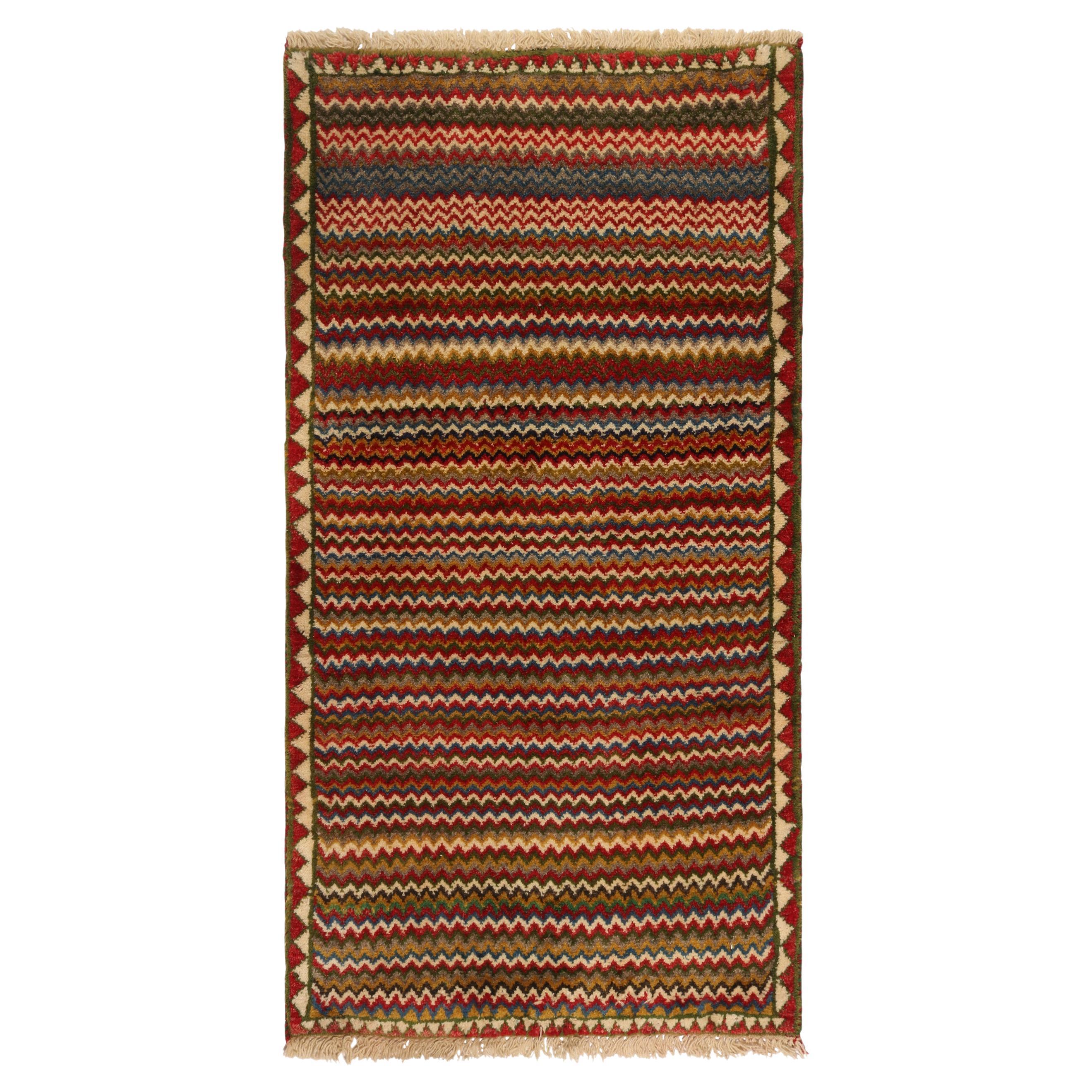 Vintage Gabbeh Persian Tribal Rug in Vibrant Chevron Patterns by Rug ...