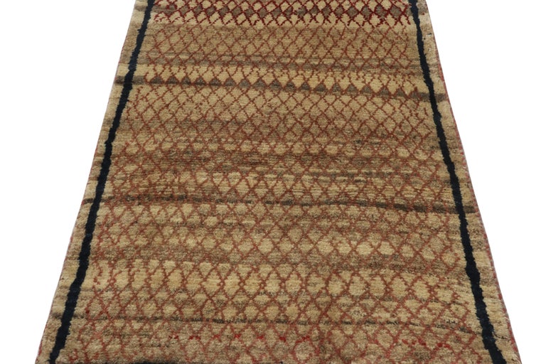Vintage Gabbeh Tribal Rug in Beige-Brown with Red Lattice Pattern by ...