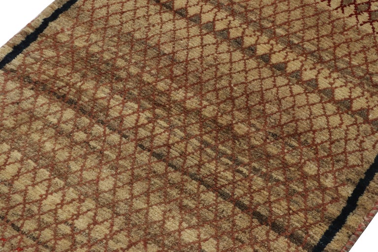 Vintage Gabbeh Tribal Rug in Beige-Brown with Red Lattice Pattern by ...