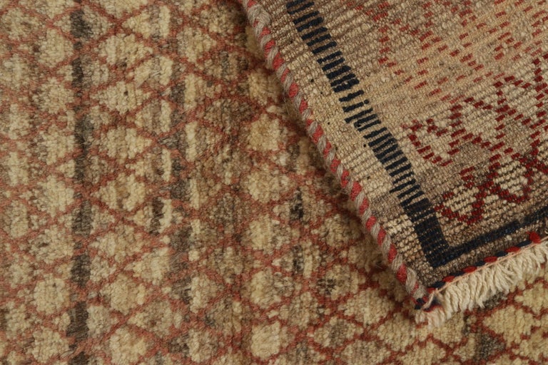 Vintage Gabbeh Tribal Rug in Beige-Brown with Red Lattice Pattern by ...