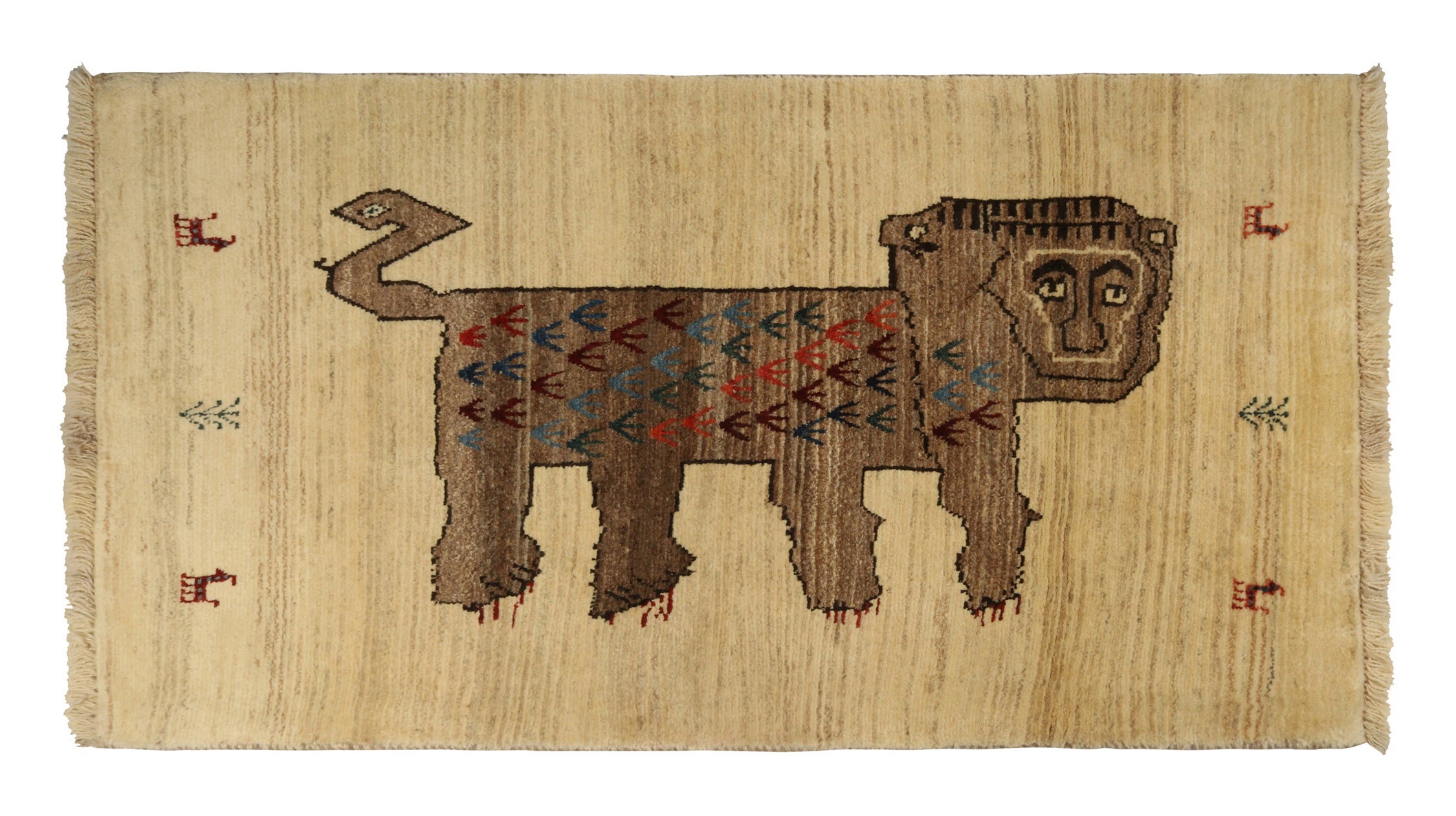 Rare Vintage Gabbeh Tribal Rug in Gray and Brown Animal Pictorial by ...