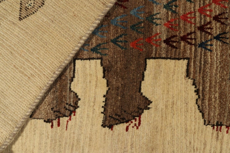Vintage Gabbeh Rug in Beige-Brown Animal Pictorials by Rug and Kilim ...