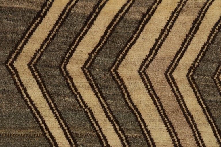 Vintage Gabbeh Rug in Gray and Beige-Brown Chevron Patterns by Rug and ...