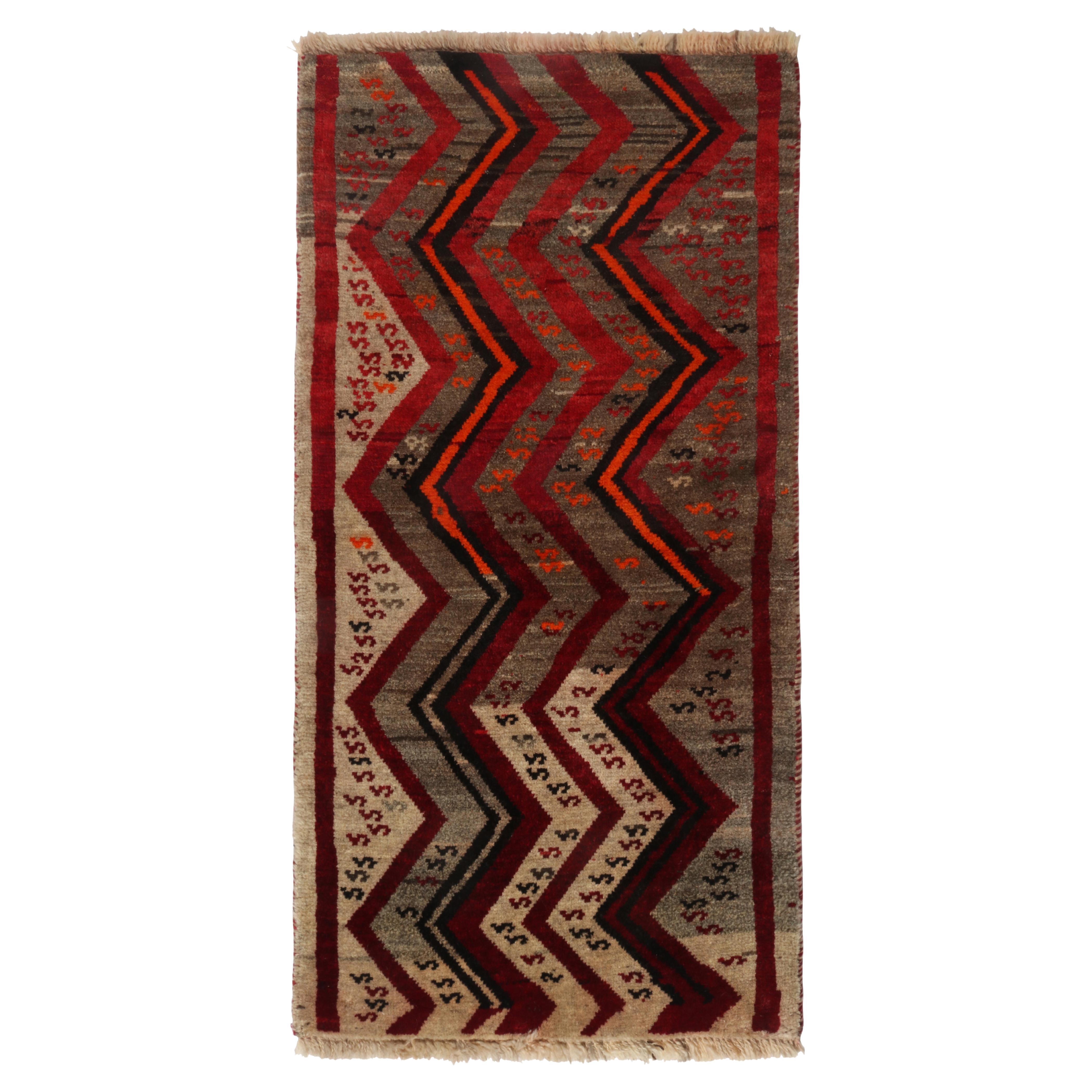 Vintage Gabbeh runner in Beige with Grey and Red Chevron Pattern by Rug ...