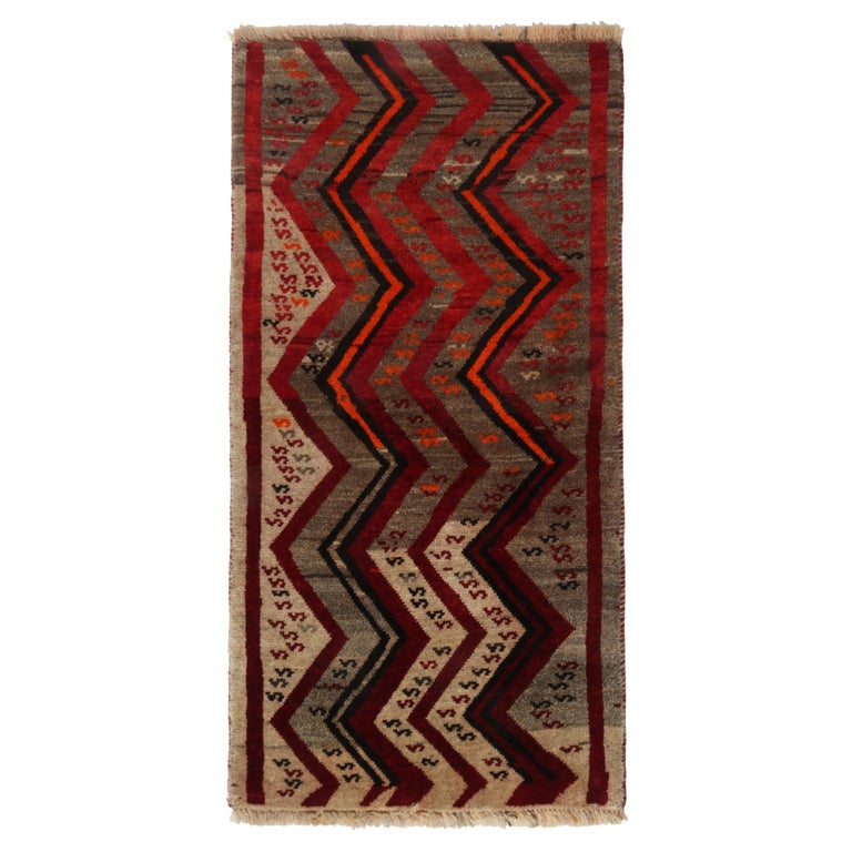 Vintage Gabbeh Runner in Red Beige, Red, Grey Tribal Pattern by Rug and ...