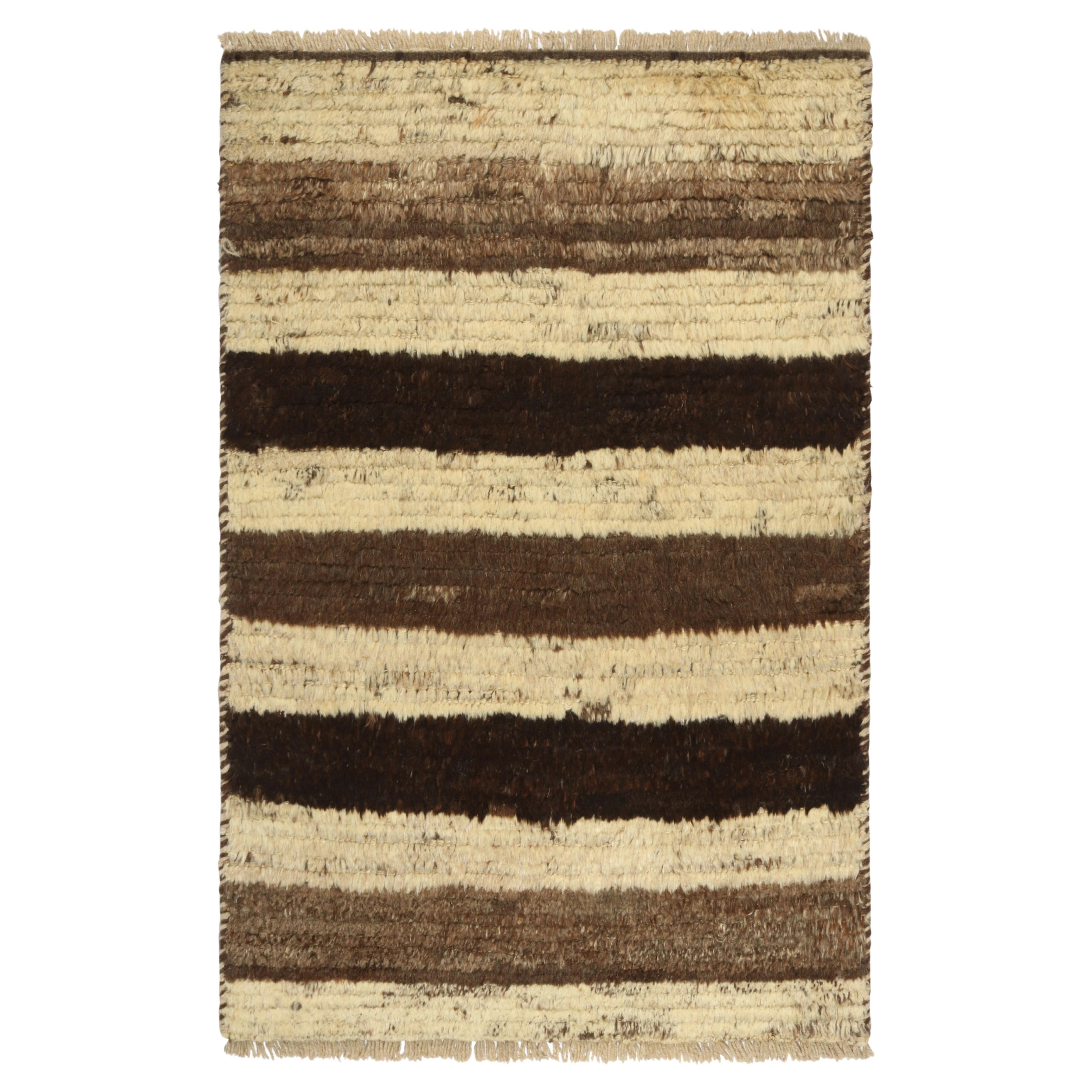 Vintage Gabbeh Tribal Rug in Beige- Red Stripes and Colorful Dots by ...