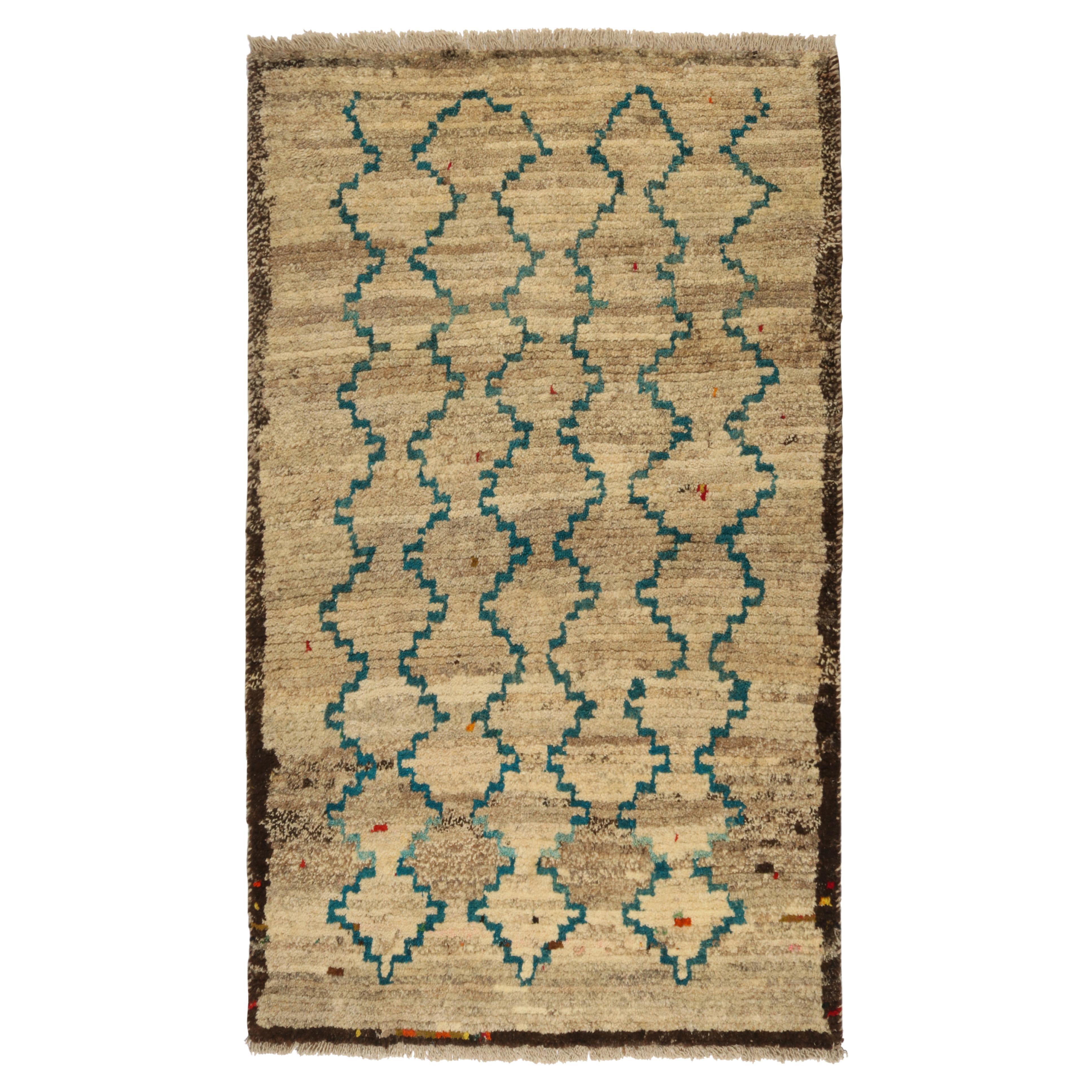Vintage Gabbeh Tribal Rug in Golden-Orange and Beige-Brown Pattern by ...