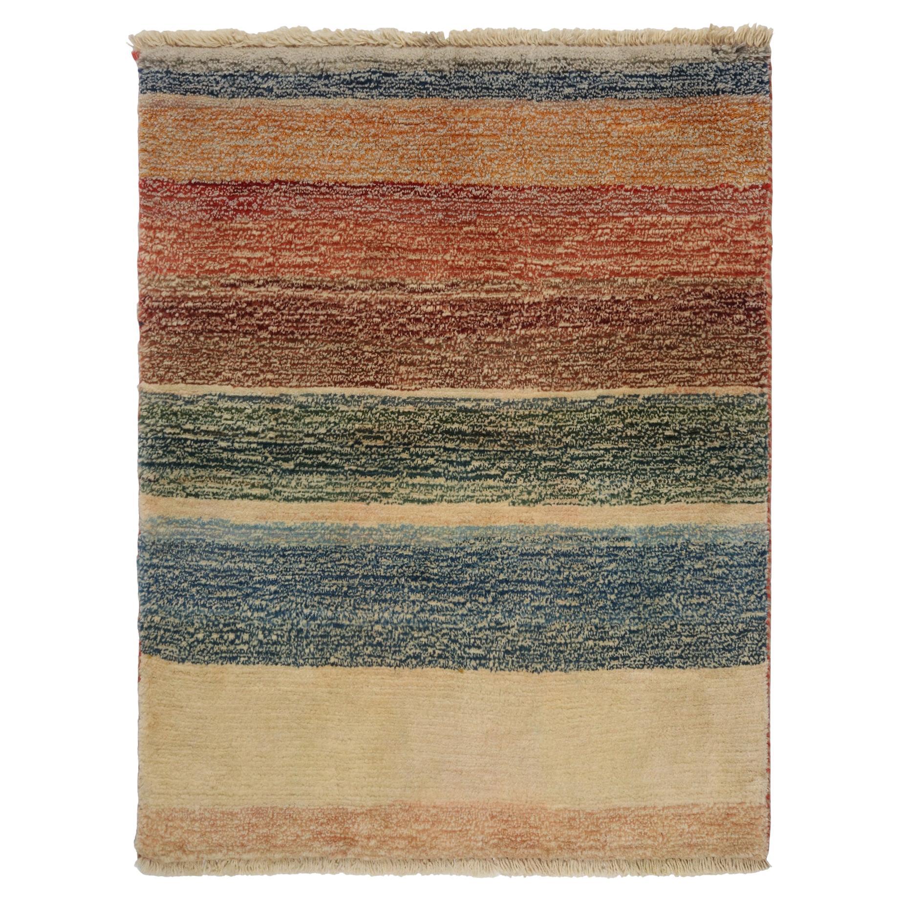 Vintage Gabbeh Tribal Rug in Beige-Brown with Red Lattice Pattern by ...