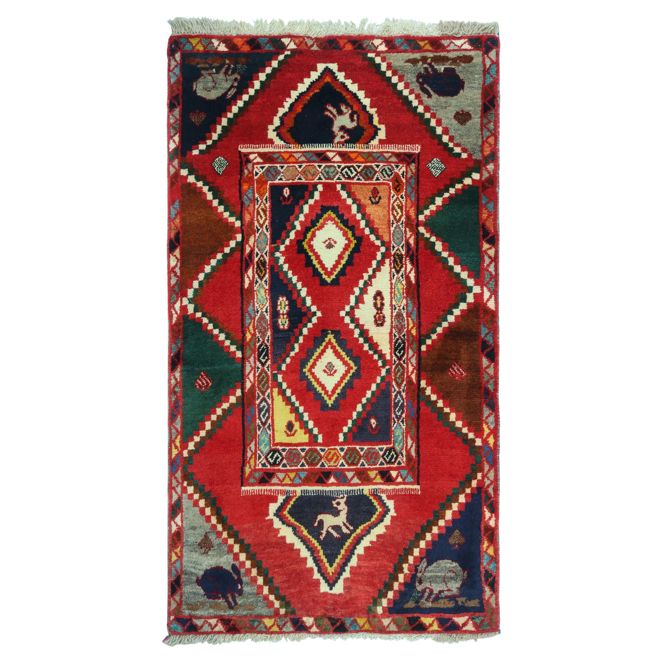 Vintage Gabbeh Persian Tribal Rug in Vibrant Chevron Patterns by Rug ...