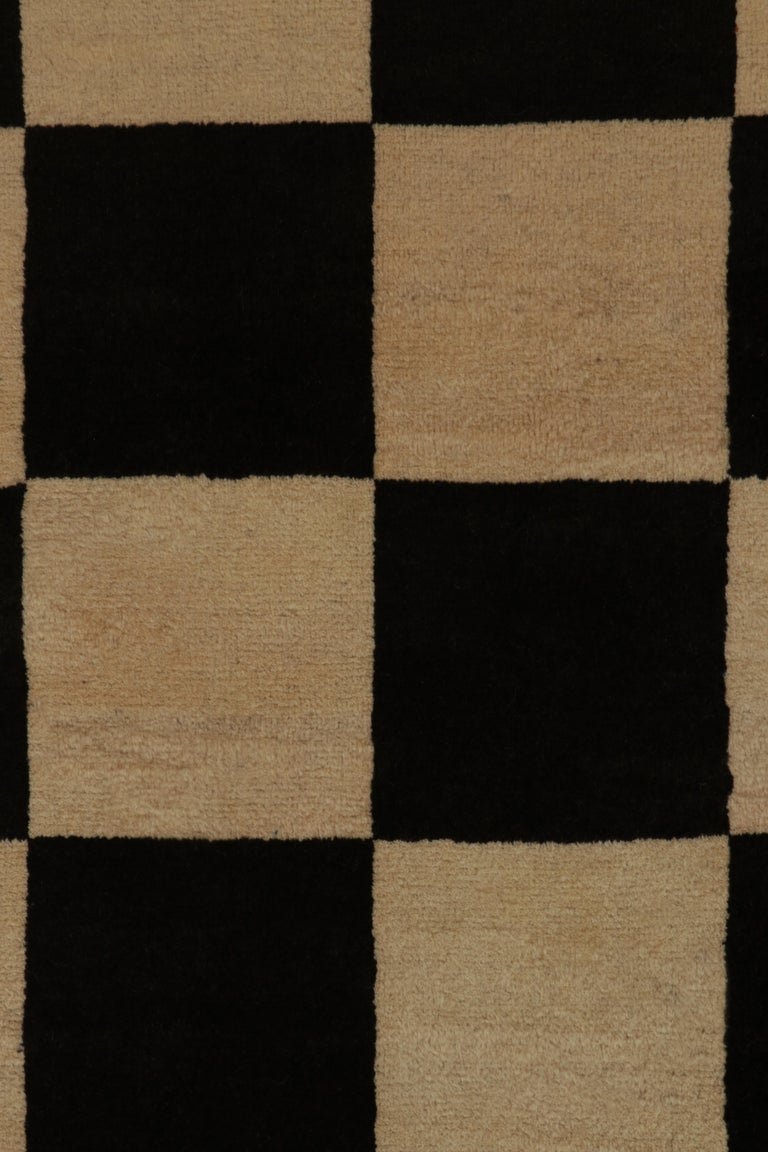 Vintage Gabbeh Tribal Runner in Beige, Black Geometric Pattern by Rug ...