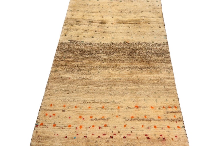 Vintage Gabbeh Tribal Runner in Beige-Brown and Orange Dot Patterns by ...