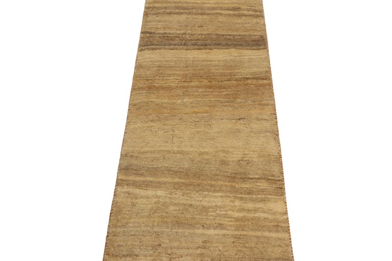 Vintage Gabbeh Tribal Runner in Beige-Brown Striae by Rug and Kilim For ...