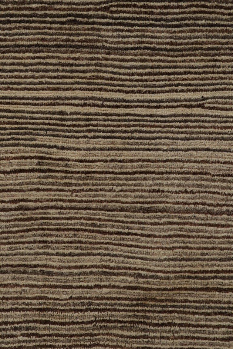 Vintage Gabbeh Tribal Runner in Beige-Brown Stripes Pattern by Rug and ...