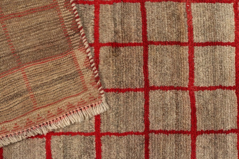 Vintage Gabbeh Tribal Runner in Gray, Beige Geometric Pattern by Rug ...