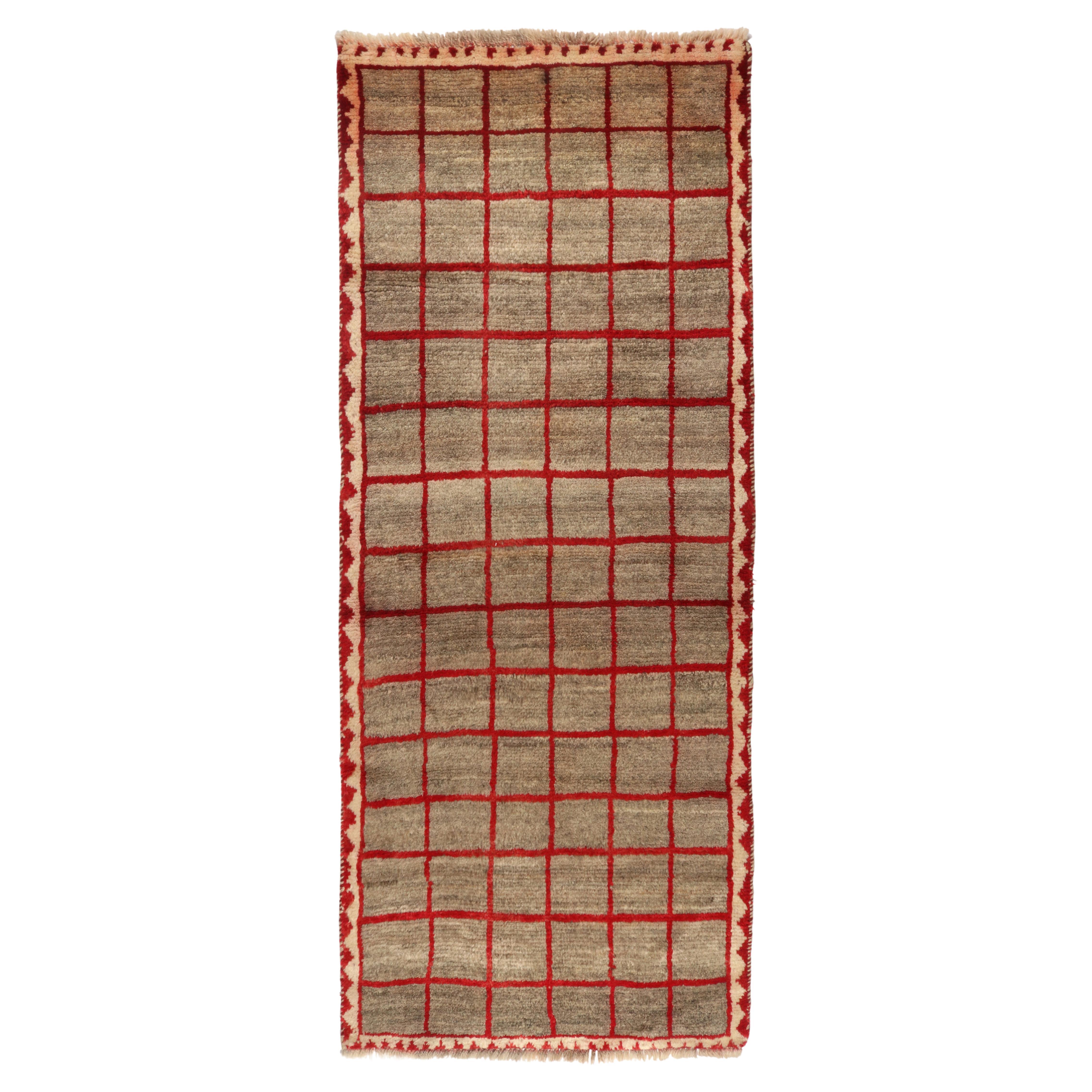 Vintage Gabbeh Tribal Runner in Gray, Beige Geometric Pattern by Rug ...