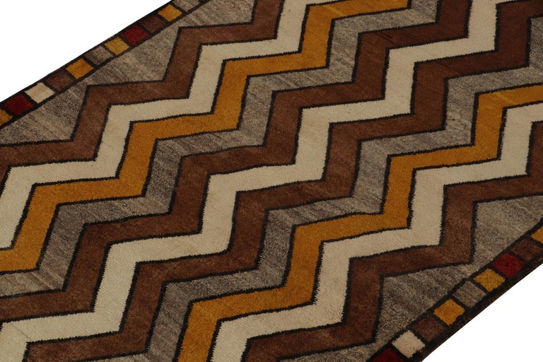 Vintage Gabbeh Tribal runner in Gray with Brown, Chevron Pattern by Rug ...