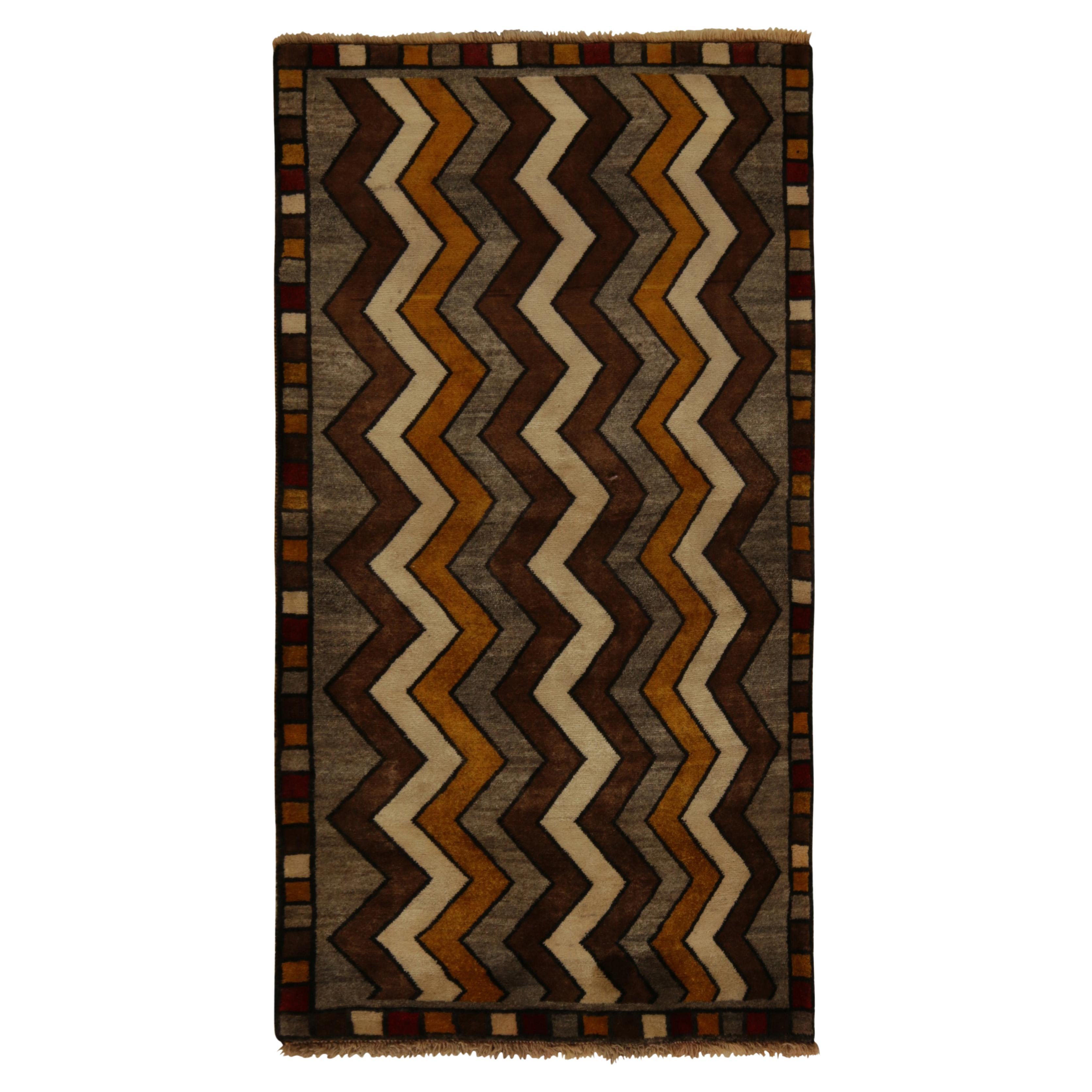 Vintage Gabbeh Tribal Rug in Gray with Brown Diamond Pattern by Rug and ...