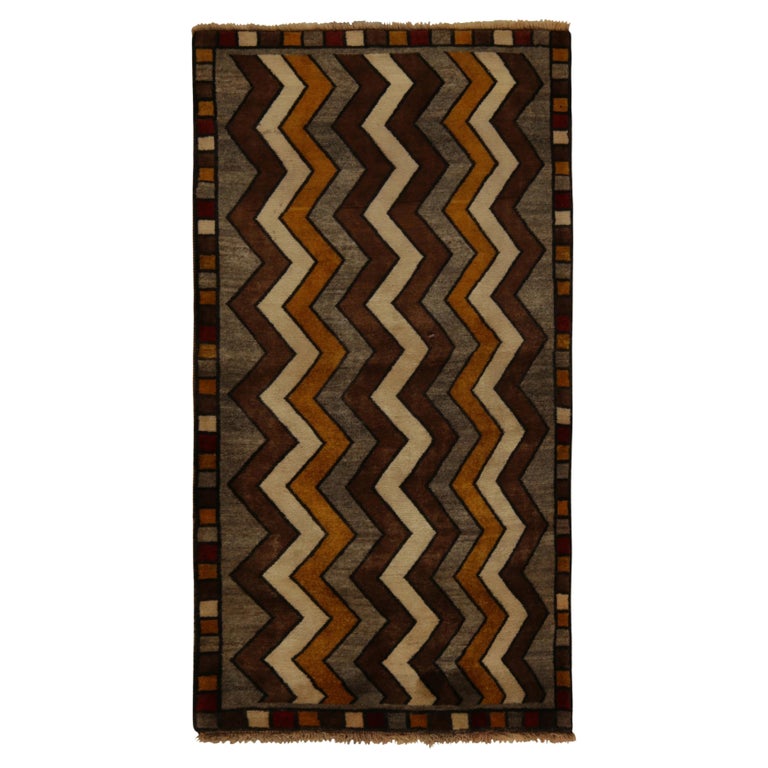 Vintage Gabbeh Tribal runner in Gray with Brown, Chevron Pattern by Rug ...
